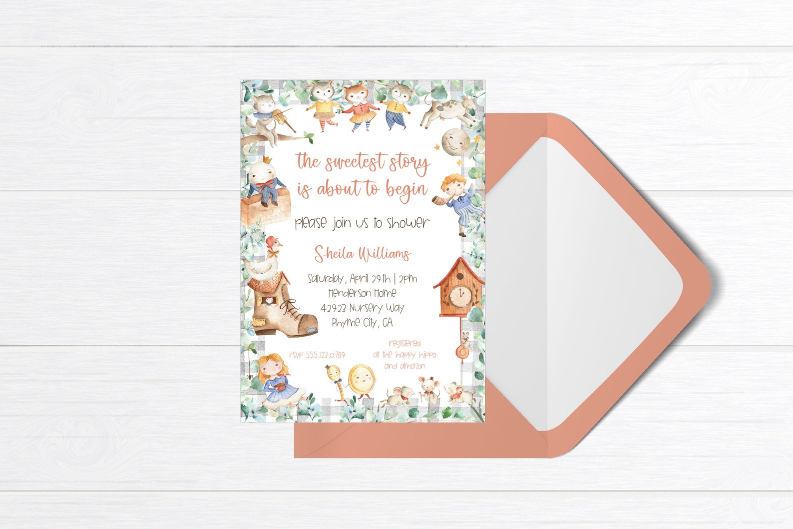 Editable Nursery Rhyme Baby Shower Invitation | Mother Goose Baby ...