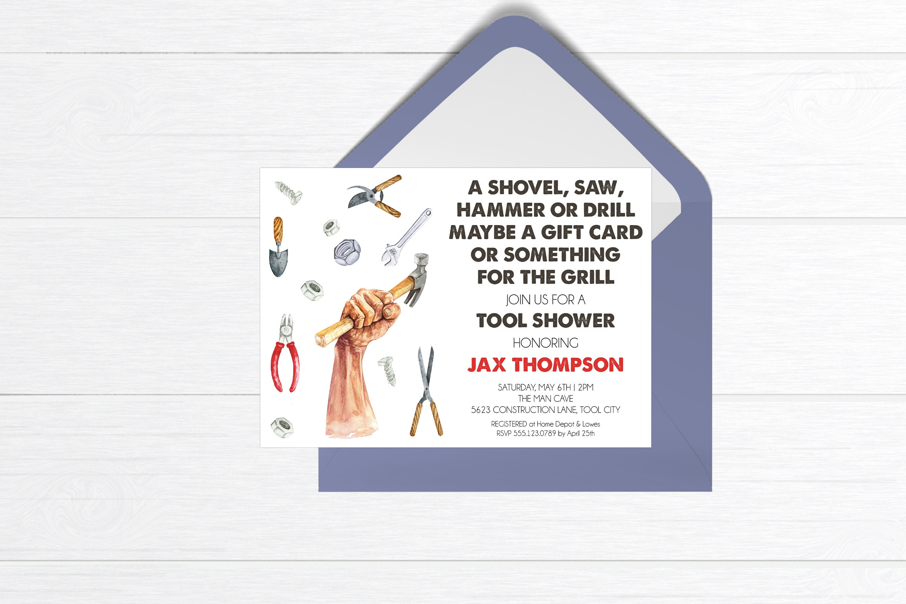 Editable Man Tool Shower Invitation | Groom Shower Invitation | Man ...