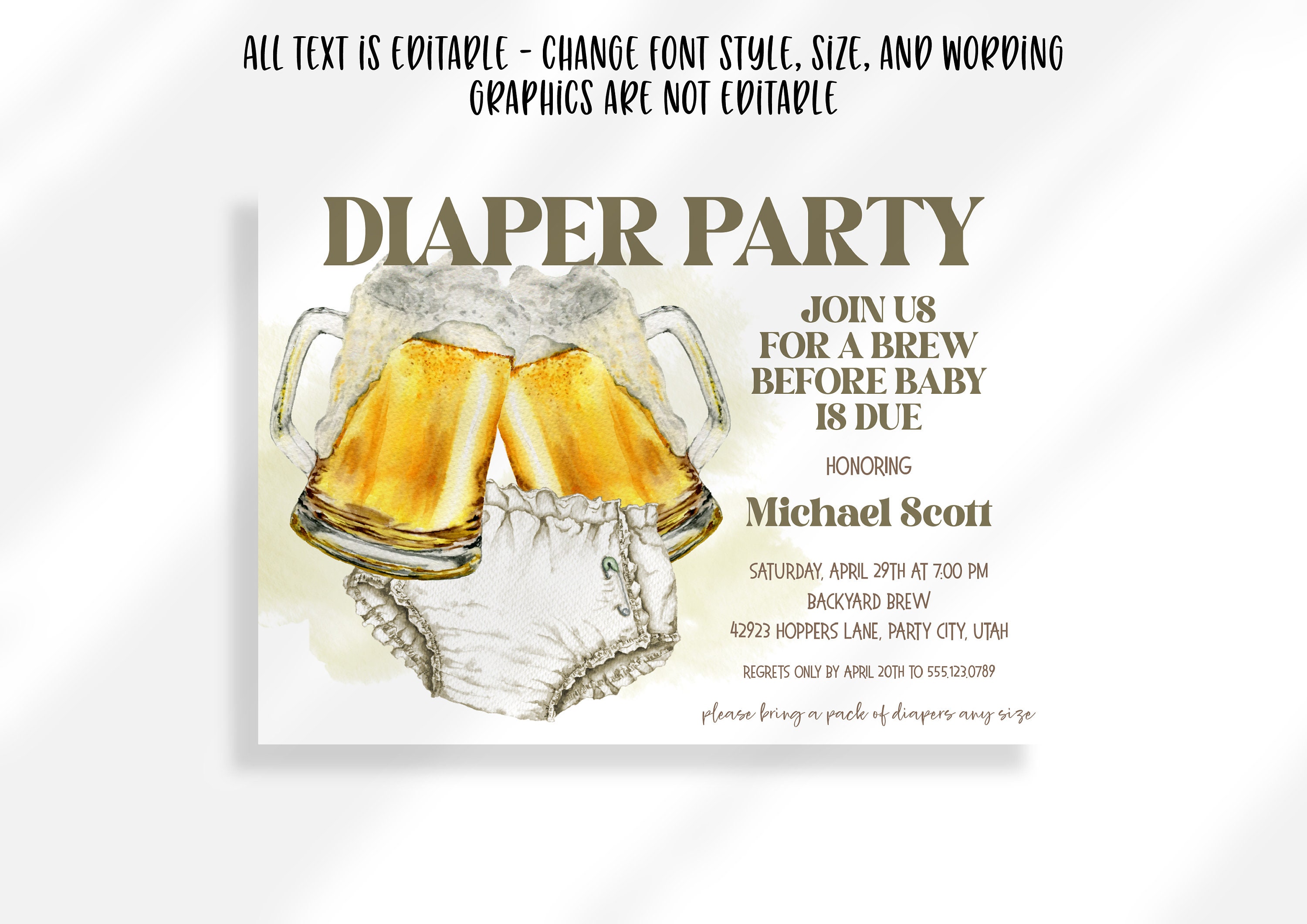 Editable Dads Baby Shower Invitation Instant Digital Download | Beer ...
