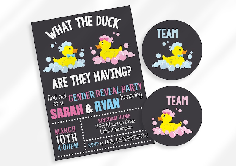 Editable What The Duck Gender Reveal Invitation Instant Download And