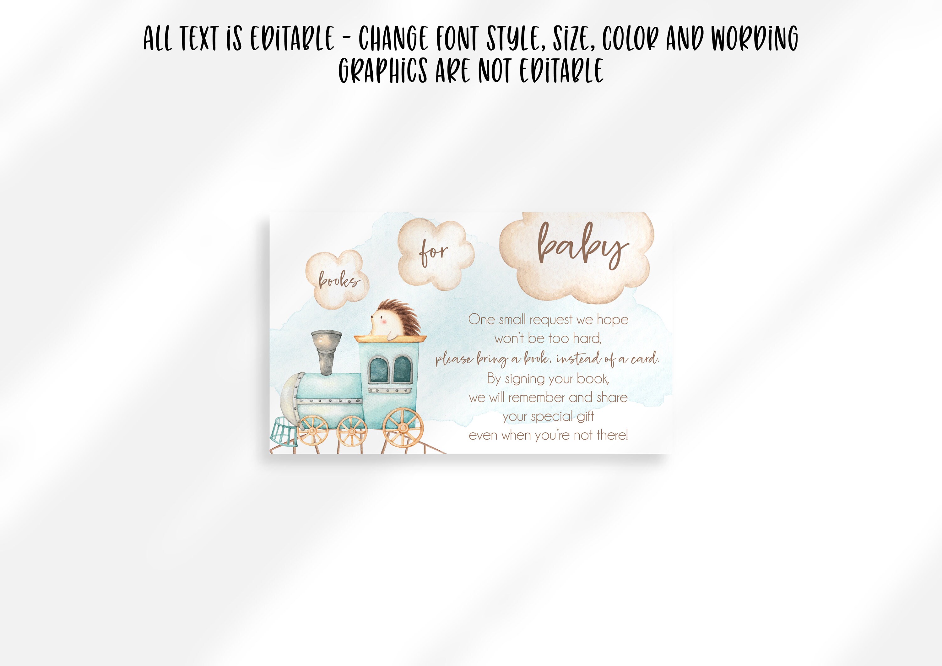 Editable Train Books for Baby Insert Card Gender Neutral Baby Shower ...