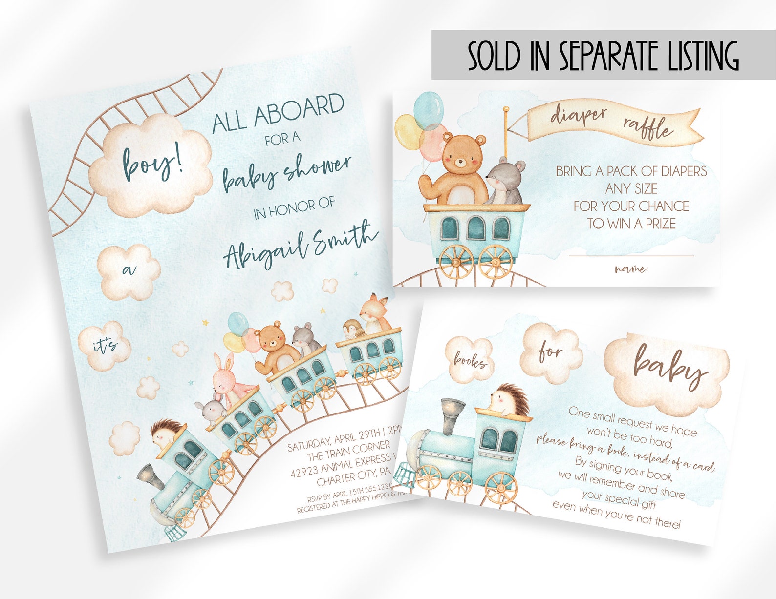 Editable Train Baby Shower Diaper Raffle Tickets Printable Card for ...