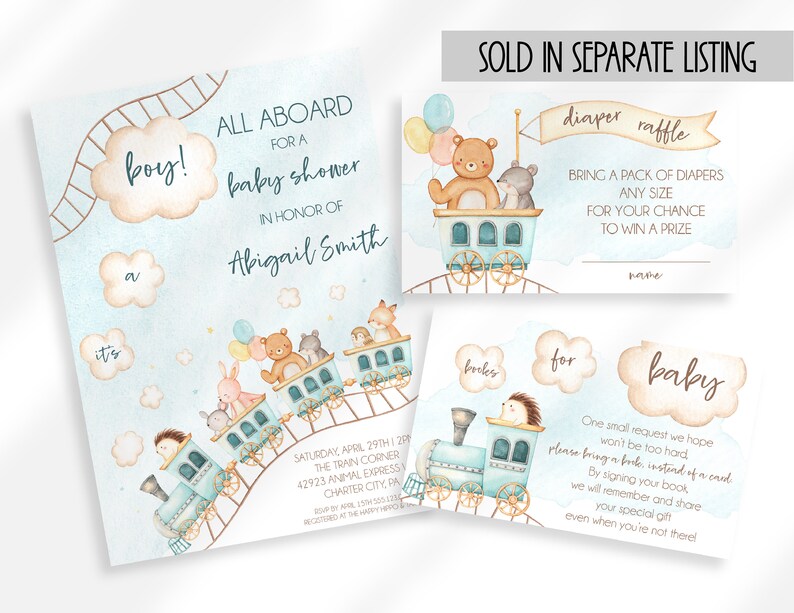 Editable Train Baby Shower Diaper Raffle Tickets Printable Card for ...