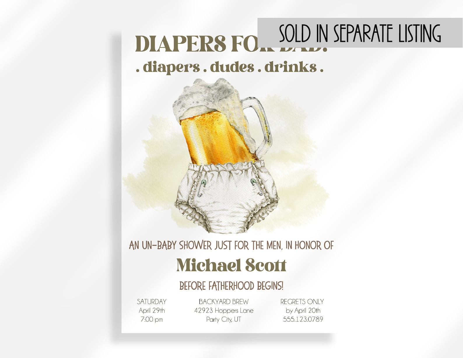 Editable Cheers A Baby is Brewing Invitation Beer and Babies Diaper ...