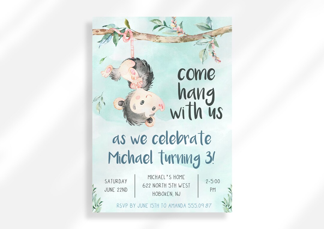 Editable Come Hang Out Birthday Invitation for Instant Digital Download ...