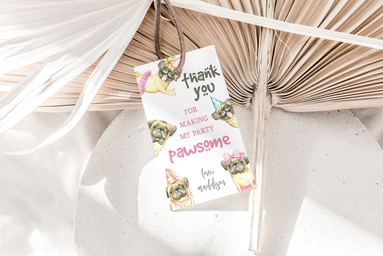 Editable Pawsome Party Favor Tags | Puppy Dog Birthday Thank You Tag ...