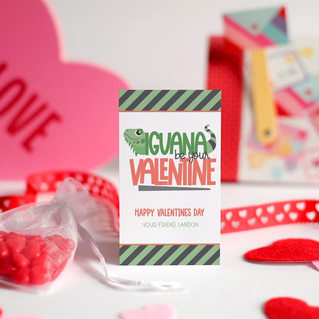 Iguana Be Your Valentine Tags for Toddlers Editable, Iguana Valentine ...