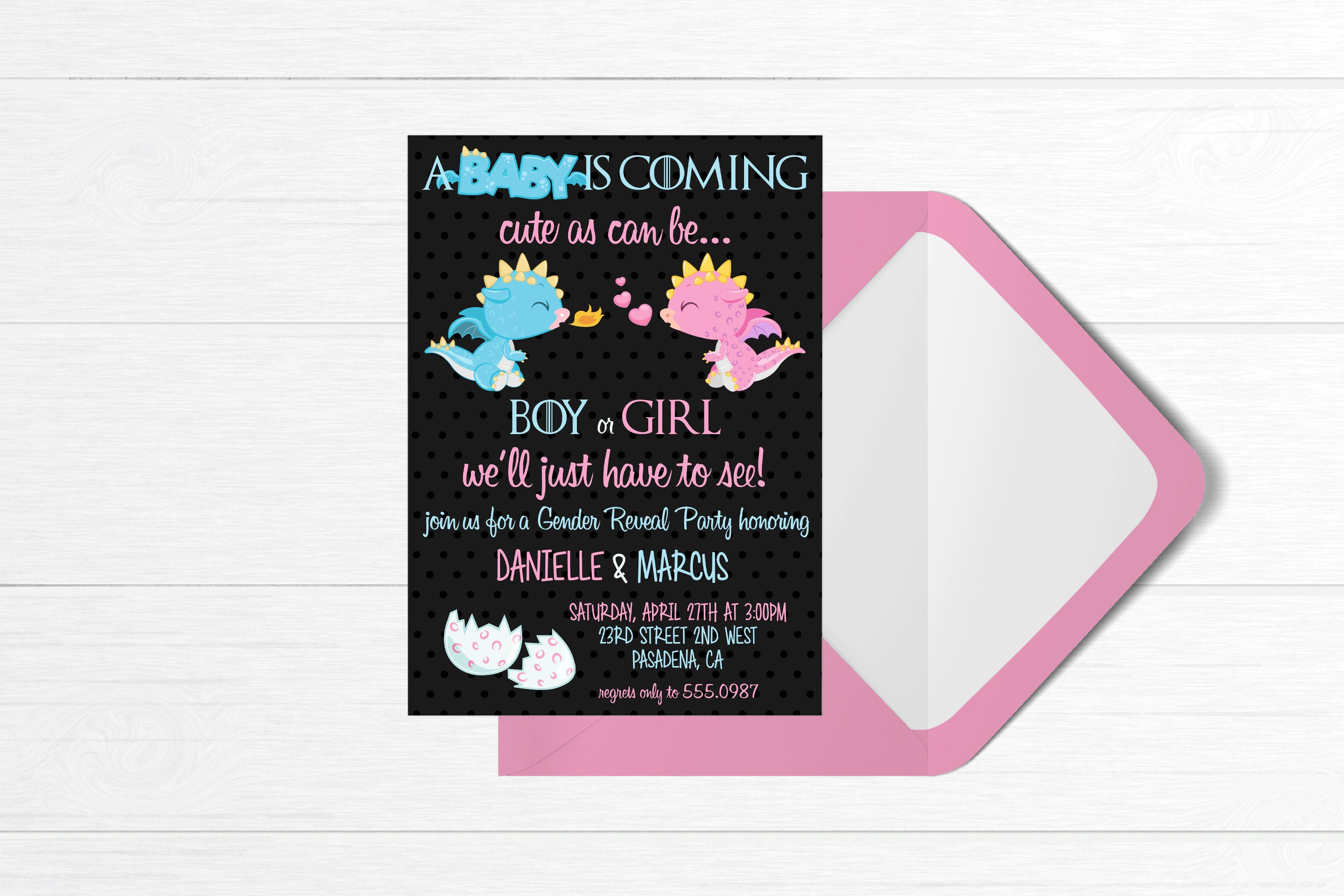 Editable Dragon Gender Reveal Invitation for Instant Digital Download ...