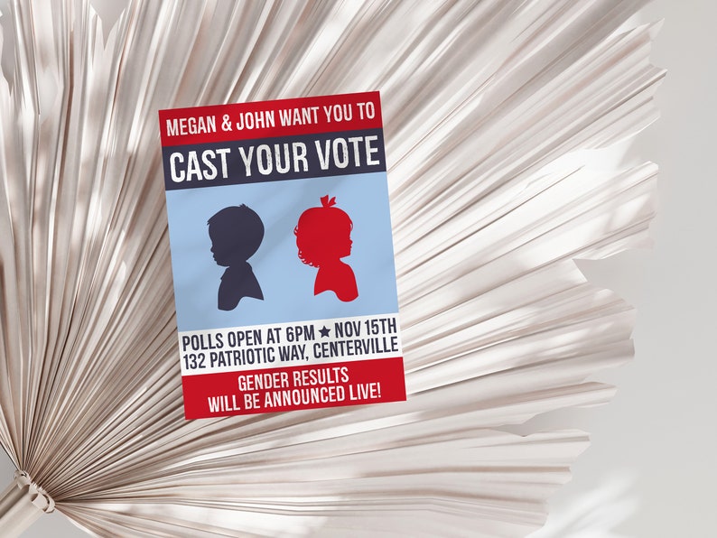 Editable Cast Your Vote Gender Reveal Invitation Printable - Etsy Editable Cast Your Vote Gender Reveal Invitation Printable - Etsy