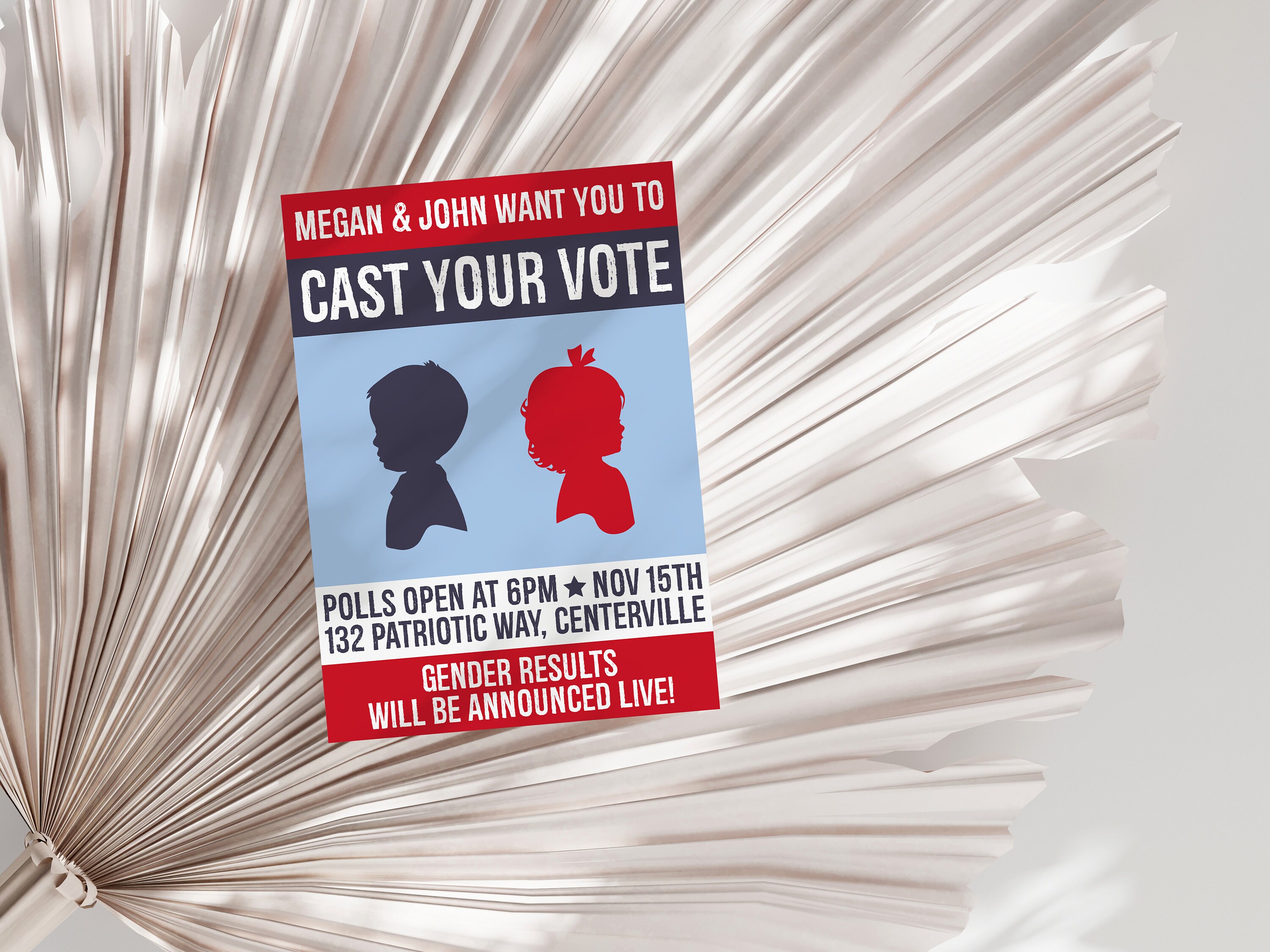 Voting Gender Reveal Invitation Printable | Red and Blue Voting ...