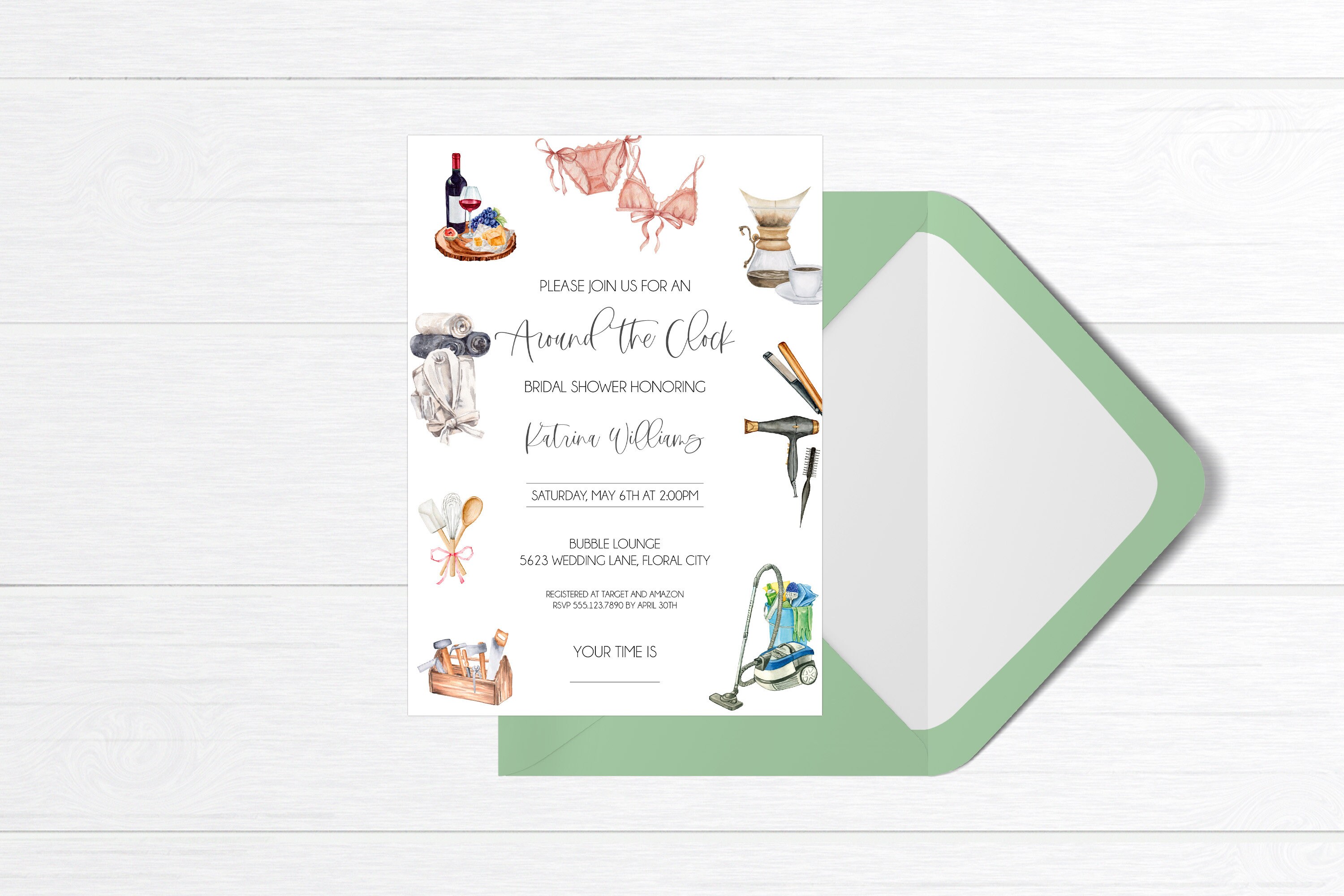 Editable Around the Clock Shower Invitation - Etsy