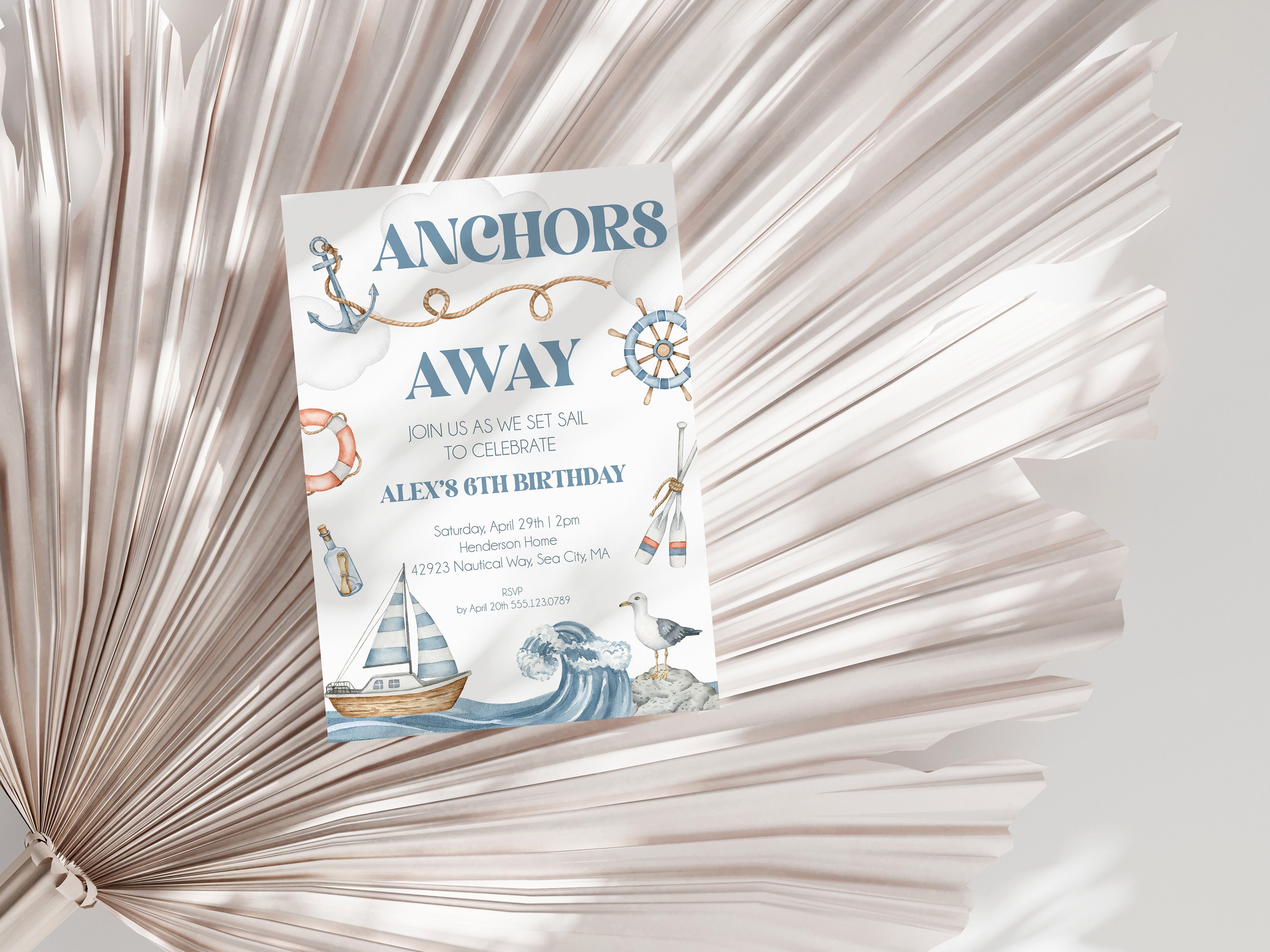 Editable Nautical Birthday Party Invitation Sail Boat - Etsy