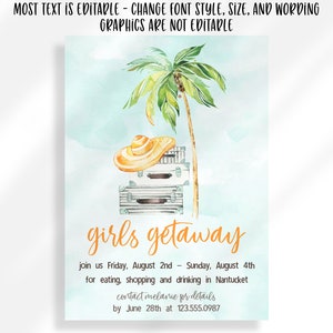 Editable Girls Weekend Invitation | Destination Bachelorette Party ...