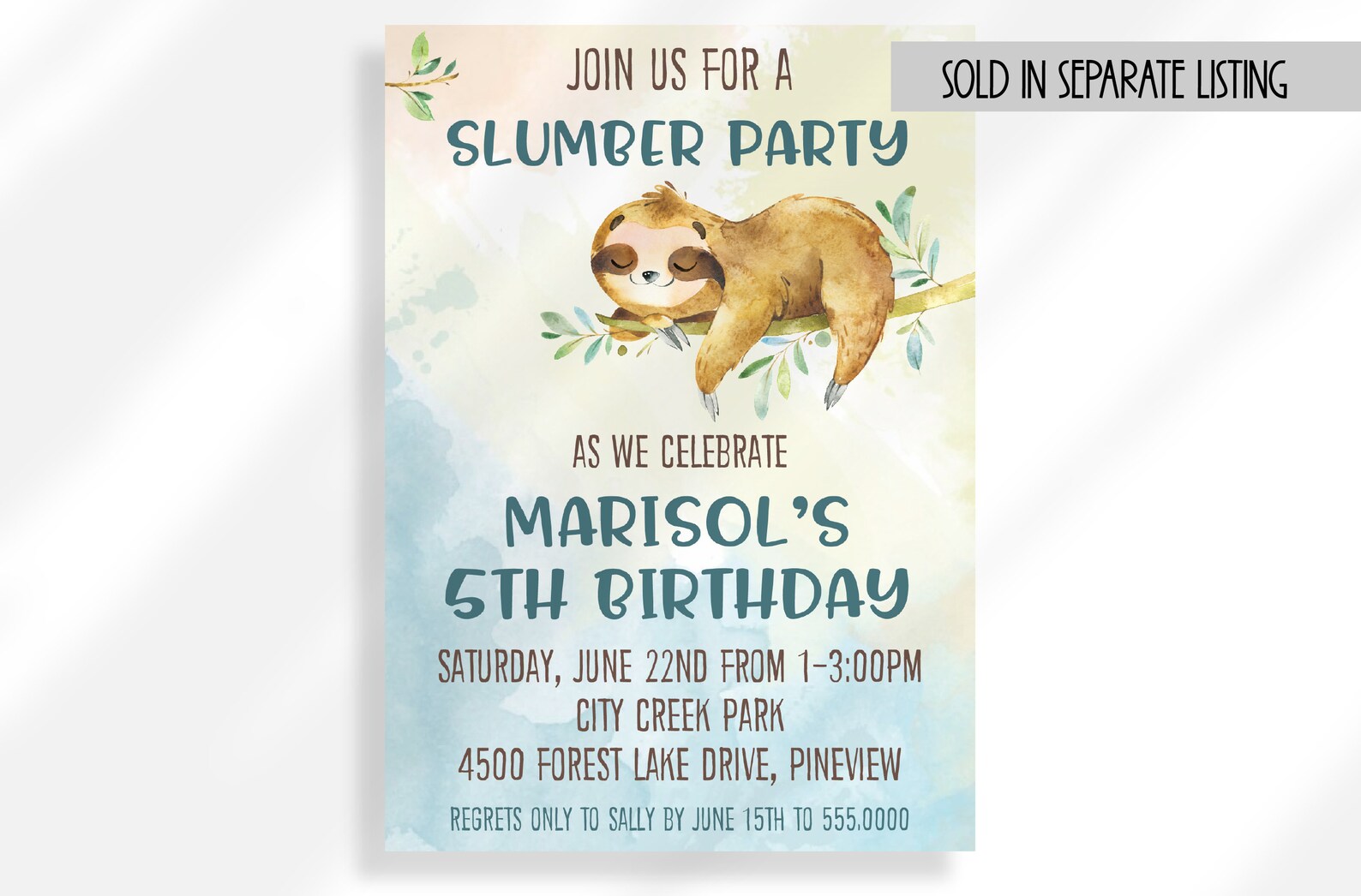 Editable Sloth Birthday Invitation for Instant Digital Download ...