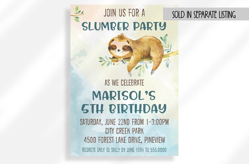 Editable Sloth Birthday Invitation for Instant Digital Download ...