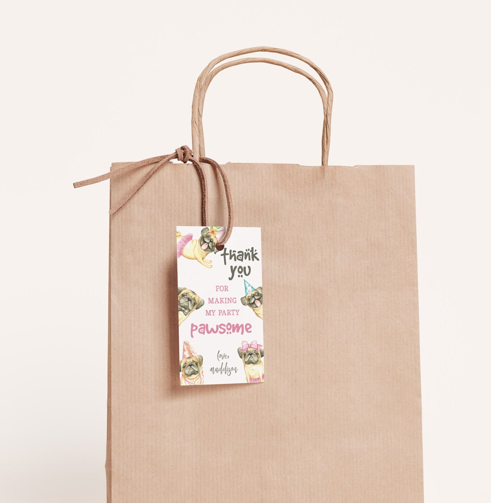 Editable Pawsome Party Favor Tags | Puppy Dog Birthday Thank You Tag ...