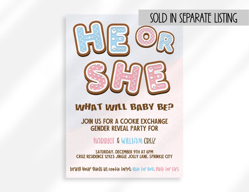 Editable Gingerbread Gender Reveal Invitation | He or She Gender Reveal ...
