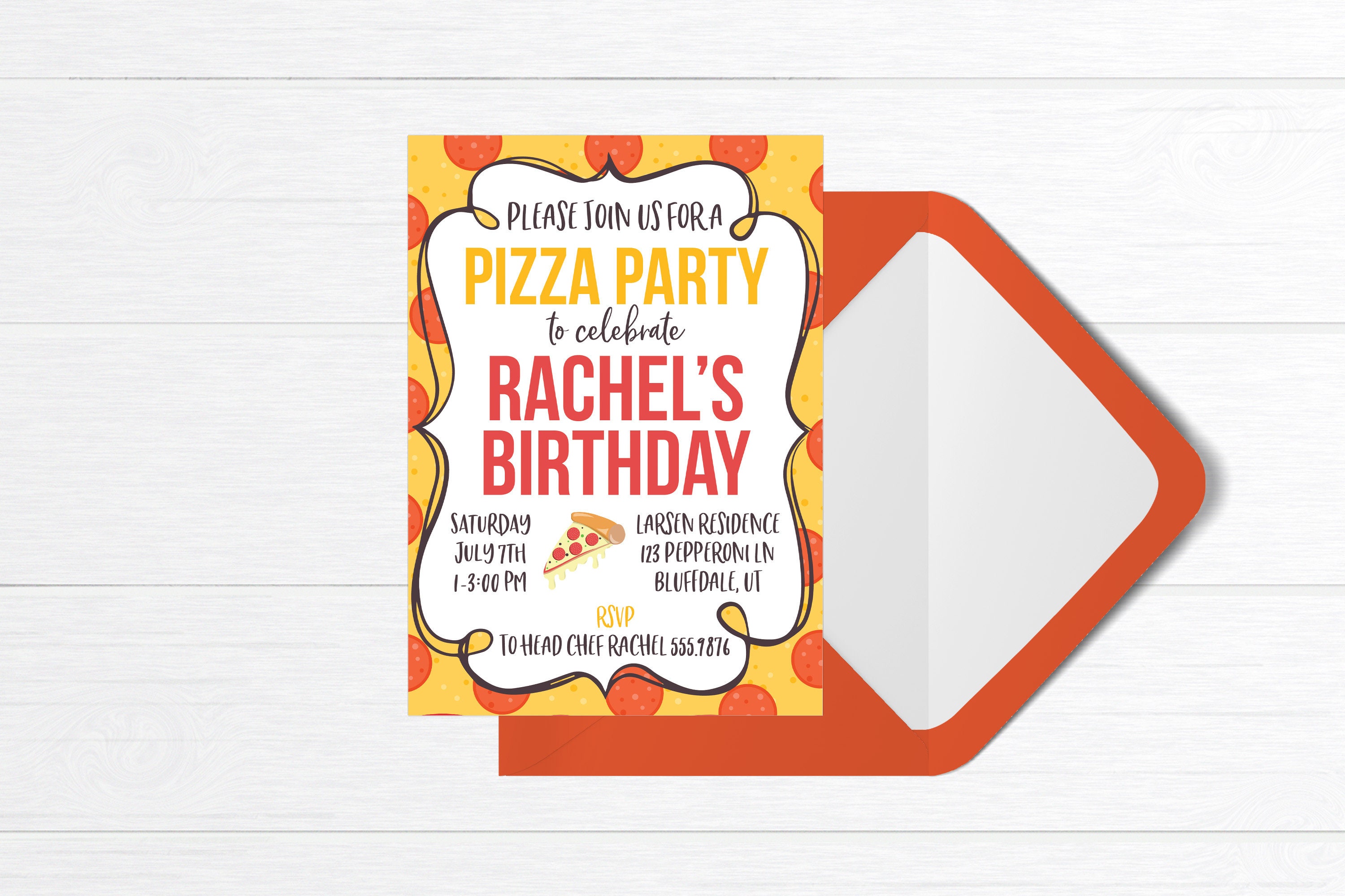 Editable Pizza Birthday Party Invitation Pizza Birthday Invitations for ...