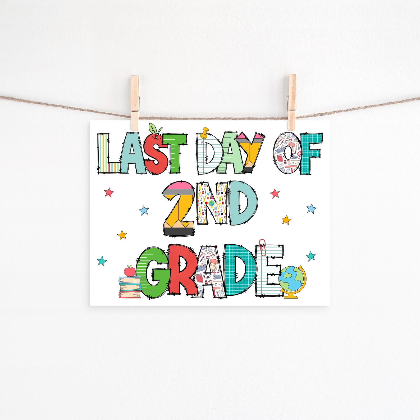 Last Day of 2nd Grade Sign, Autograph Sign Digital Download, End of ...