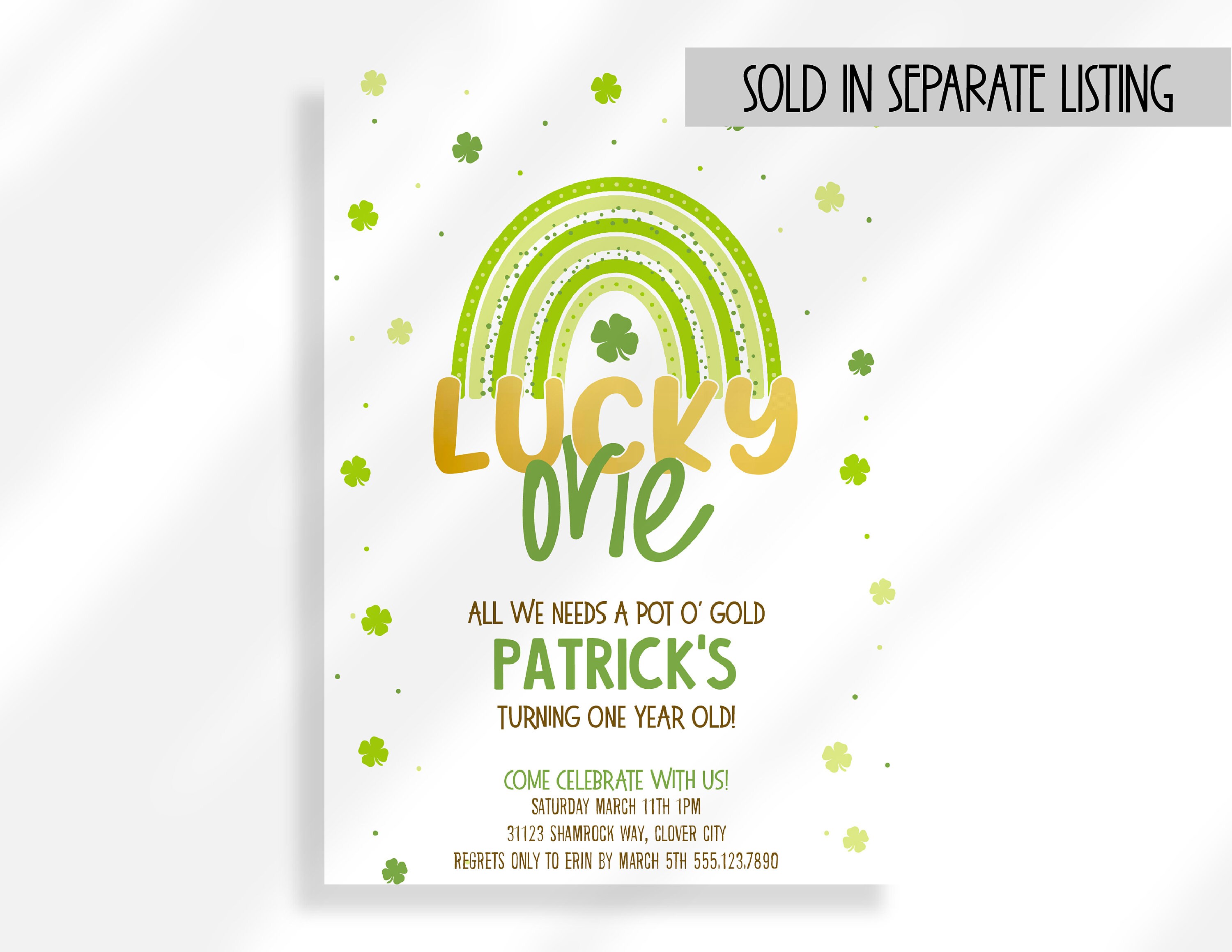 St Patricks Day 1st Birthday Invitation Editable, Lucky One Birthday ...