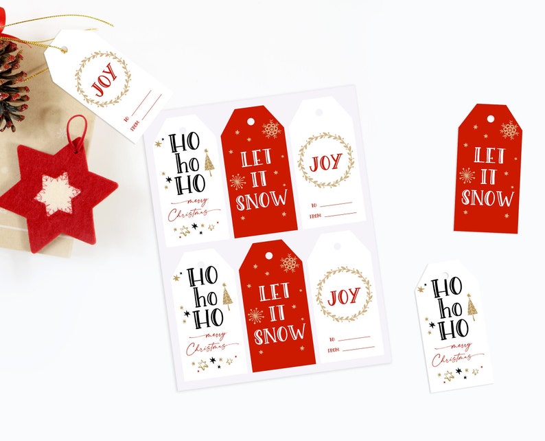 Christmas Gift Tags Printable | Holiday Favor Tags | Ho Ho Ho Merry ...