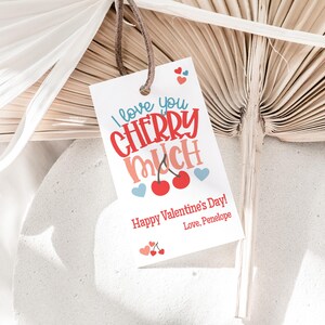 Editable Cherry Valentines Gift Tag Girl Valentine Classroom Gift Tag ...