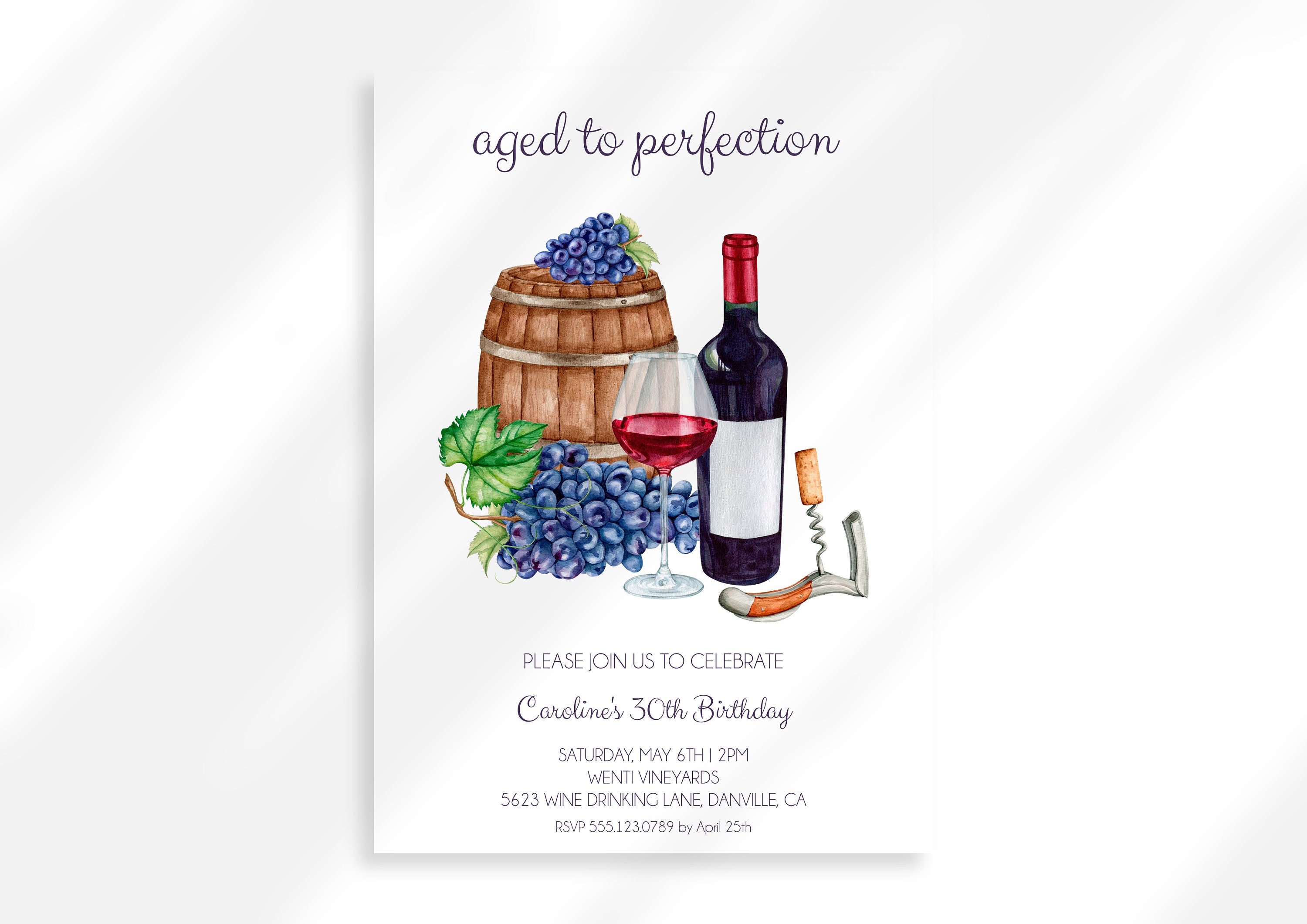 Editable Aged to Perfection Invitation Digital Wine Birthday Invitation ...