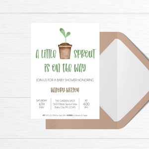 A Little Sprout Baby Shower Invitation Editable, Nesting Party Invite ...