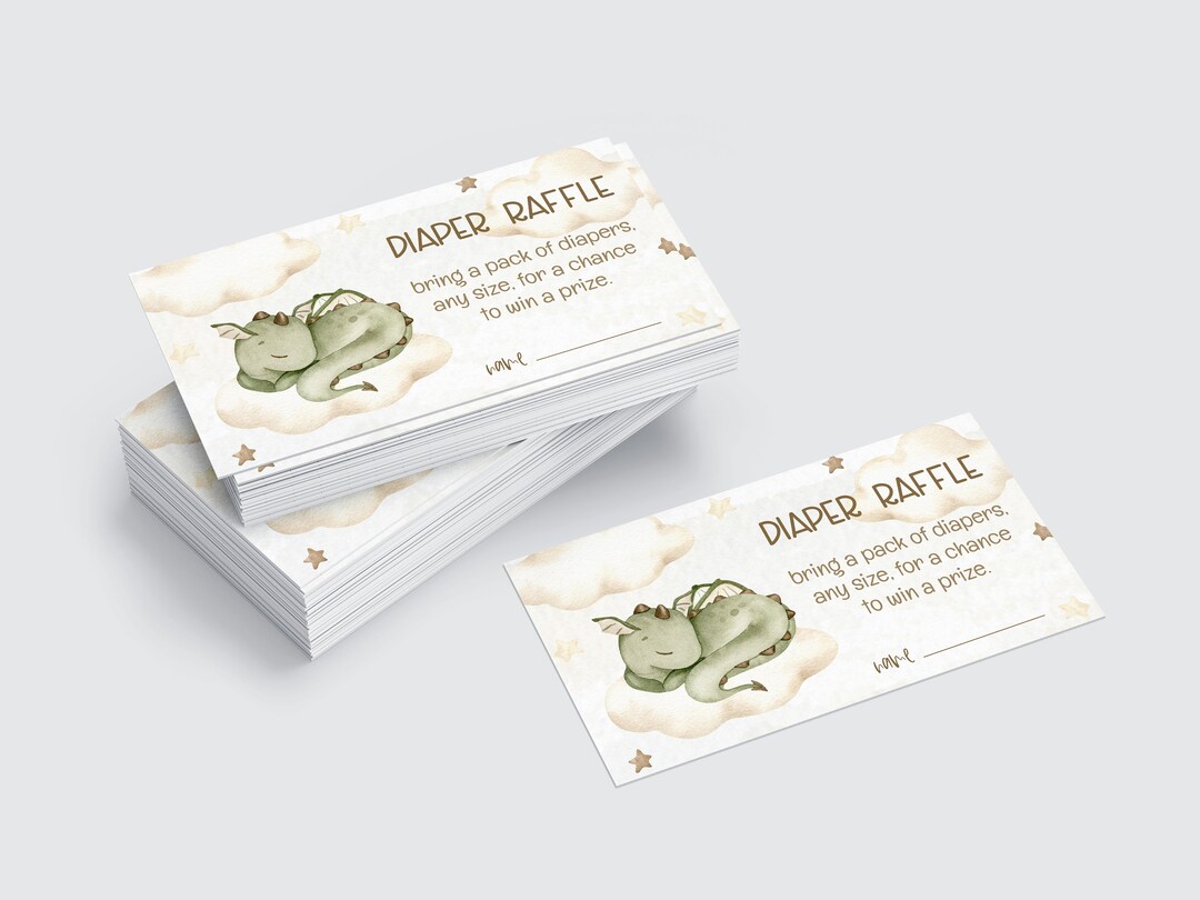 Editable Dragon Baby Shower Diaper Raffle Tickets Printable | Card for ...