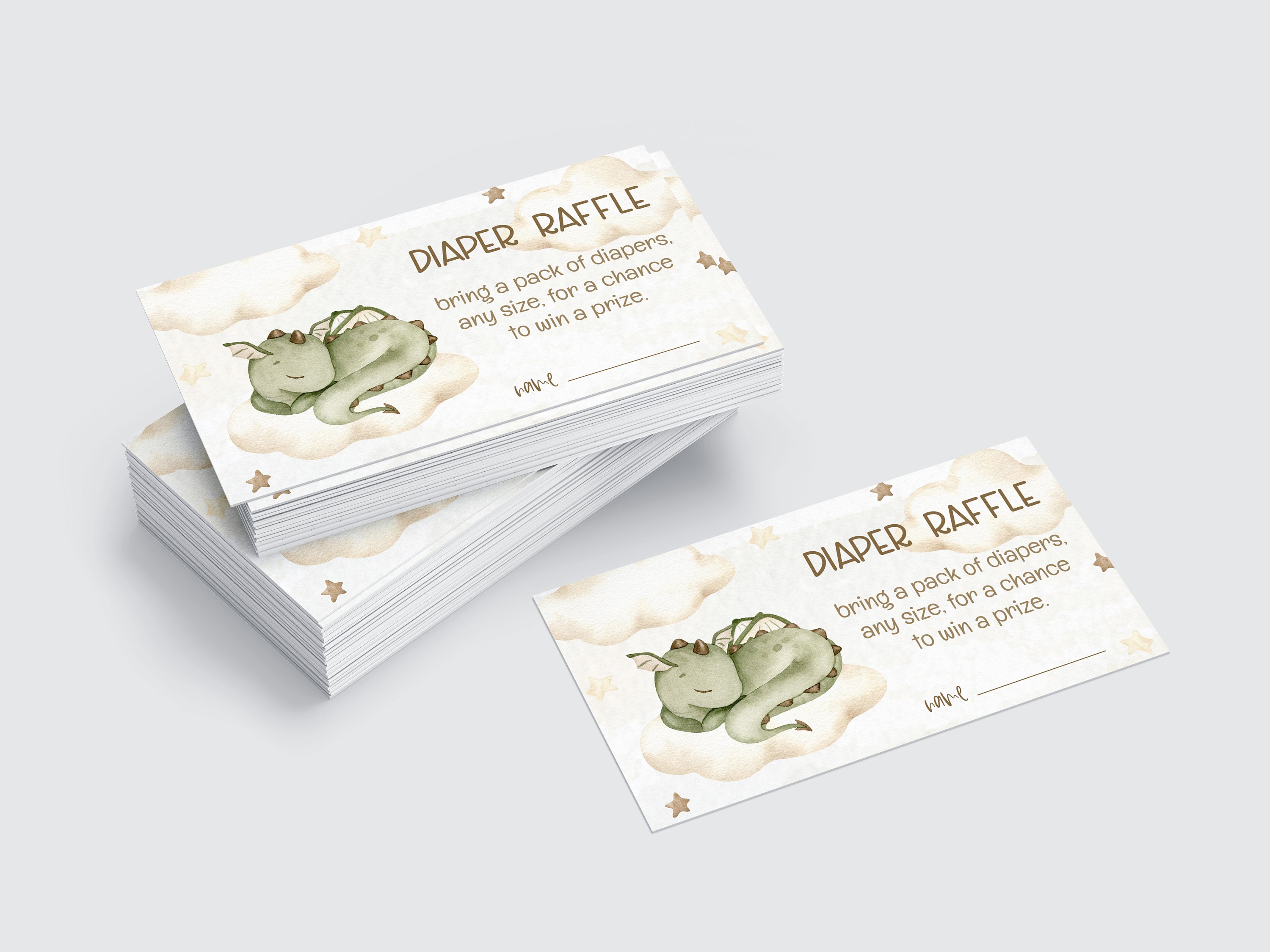 Editable Dragon Baby Shower Diaper Raffle Tickets Printable | Card for ...