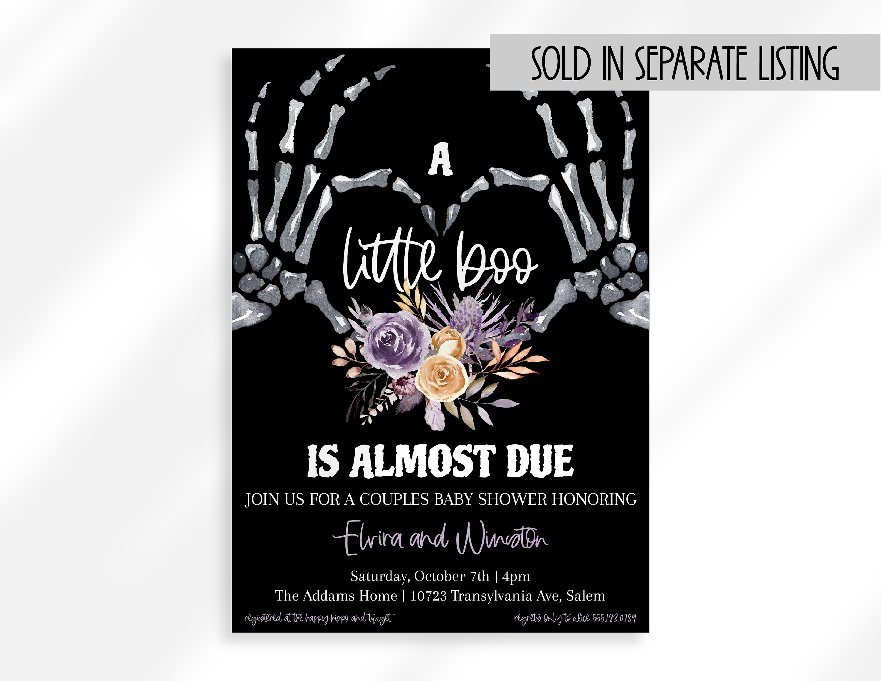 Editable Gothic Baby Shower Invitation Halloween Baby Shower - Etsy