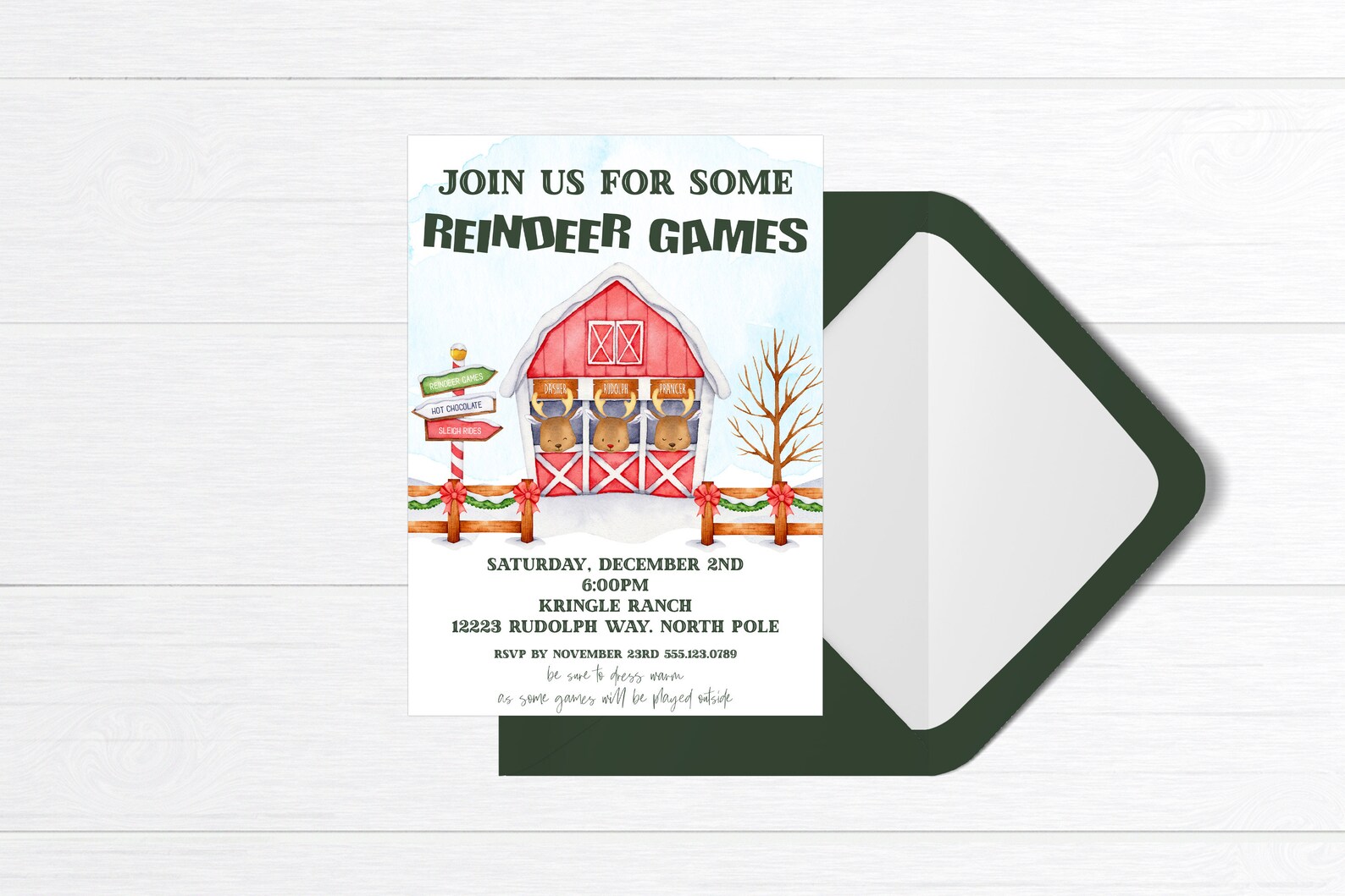 Editable Reindeer Games Christmas Party Invitation | Adult Christmas ...