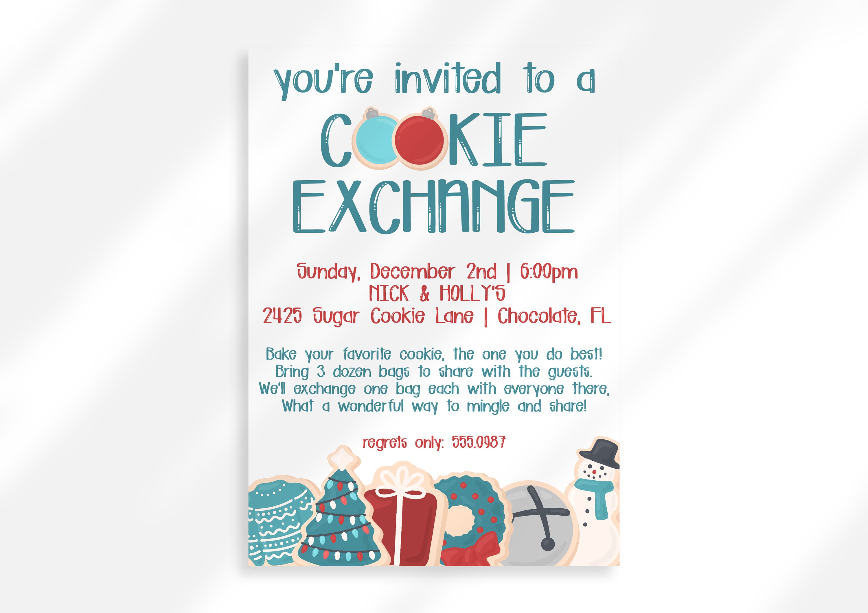 Editable Christmas Cookie Exchange Invitation | Cookie Party ...