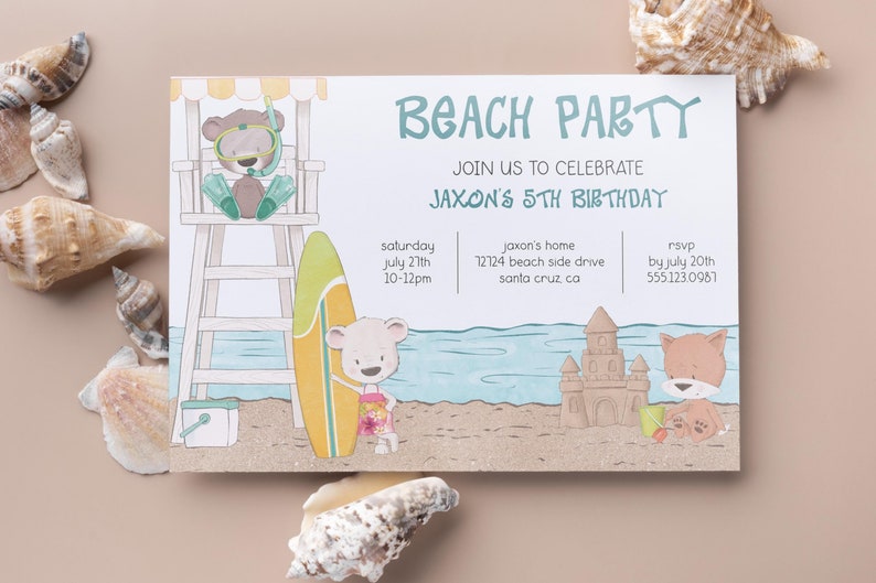 Editable Beach Party Invitation Template Lets Celebrate Beach Invite ...