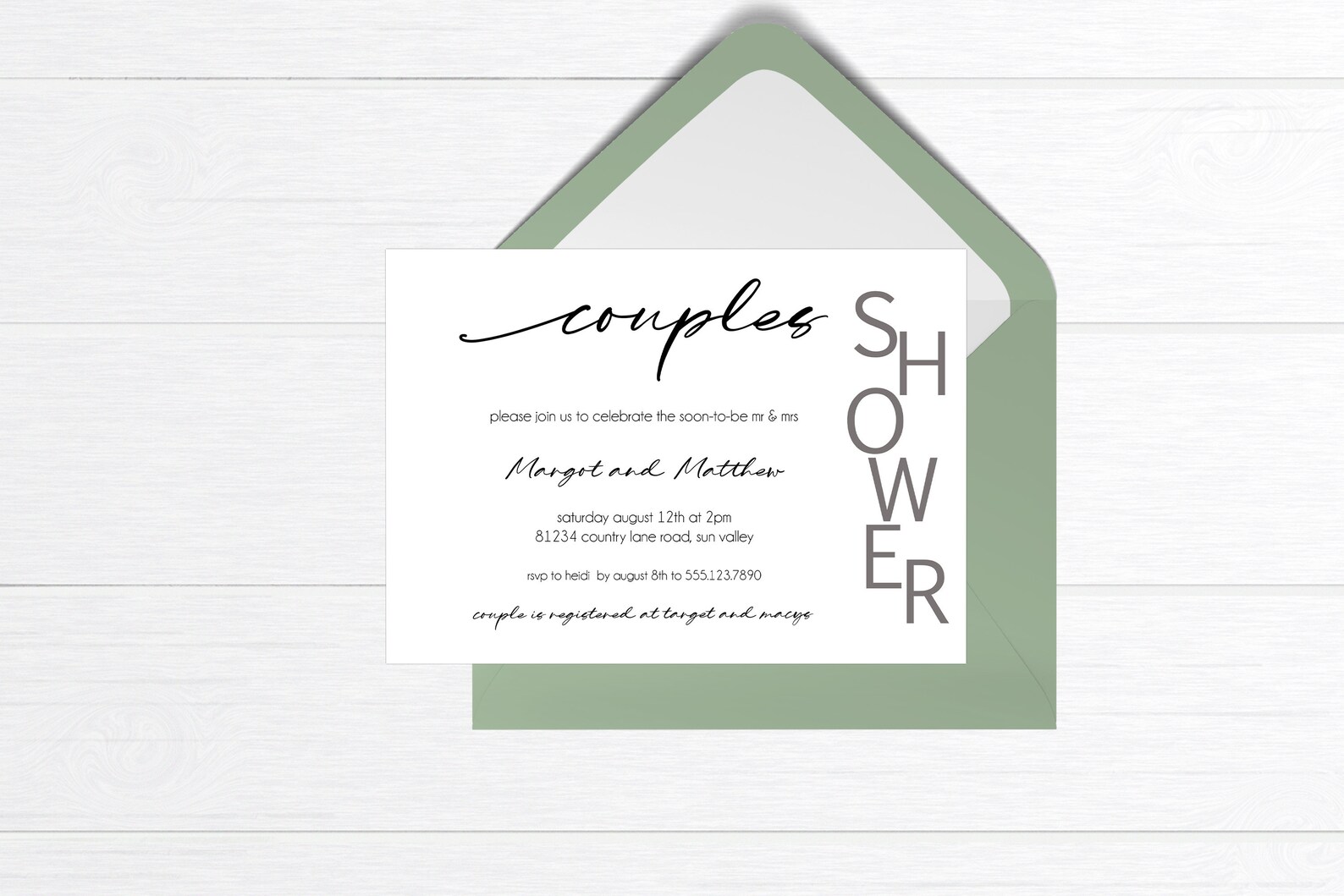 Editable Minimalist Couples Shower Printable Invitation Template Black ...