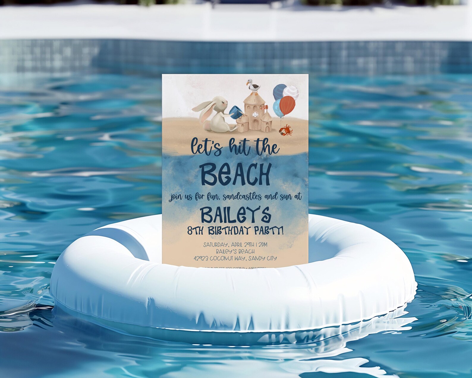 Editable Beach Party Invitation Template | Beach Invite Printable ...