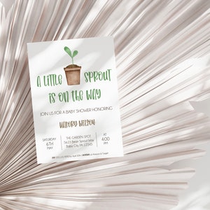 A Little Sprout Baby Shower Invitation Editable, Nesting Party Invite ...