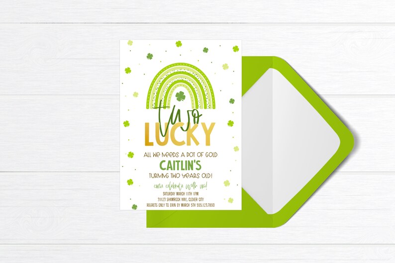 Editable Two Lucky Birthday Invitation Instant Digital - Etsy