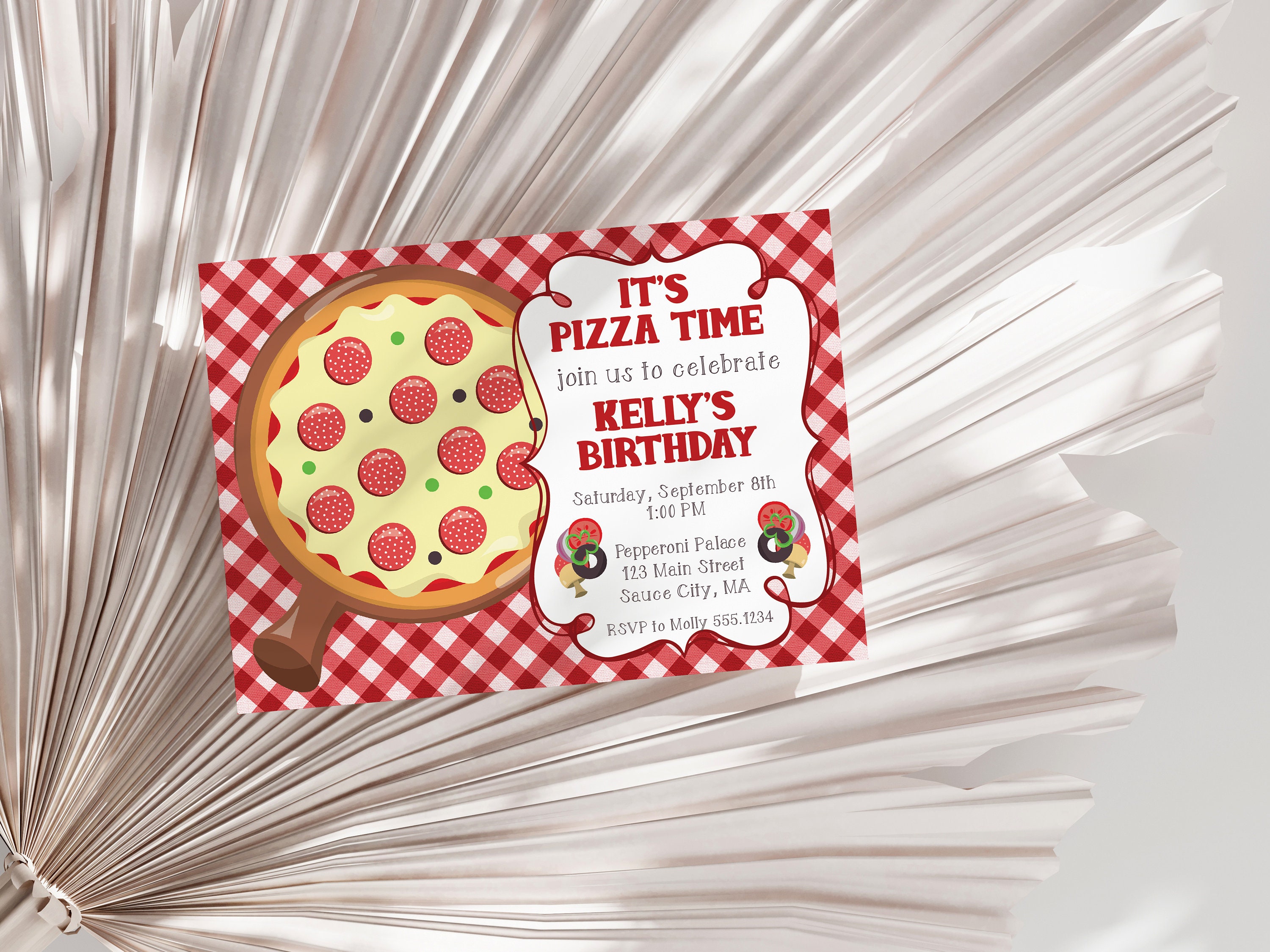 Editable Pizza Time Invitation Pizza Party Invitation Kid Birthday ...