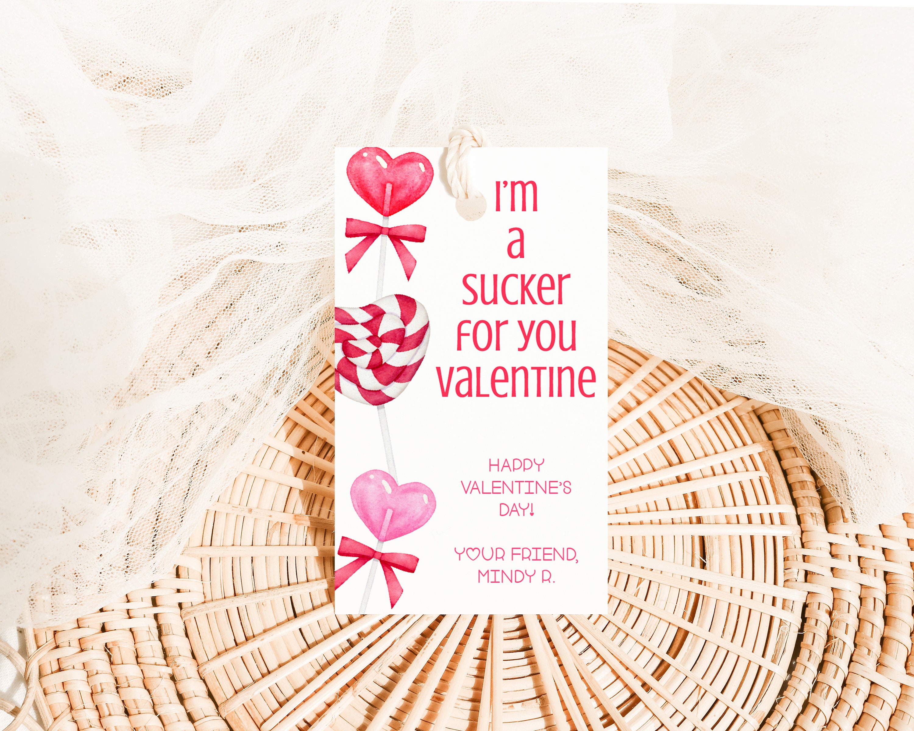 Editable Sucker Valentine Tag for Kids | Valentine's Day Gift Tag ...