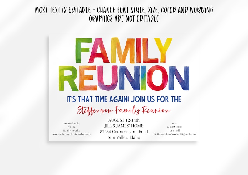 Editable Family Reunion Invitation Template | Summer Family Reunion ...