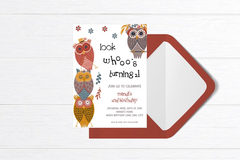 Editable Owl Birthday Party Invitation | Look Who's Turning Two ...