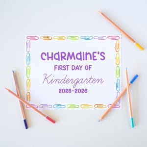 Personalized First Day of School Sign Editable, Rainbow Back to School ...