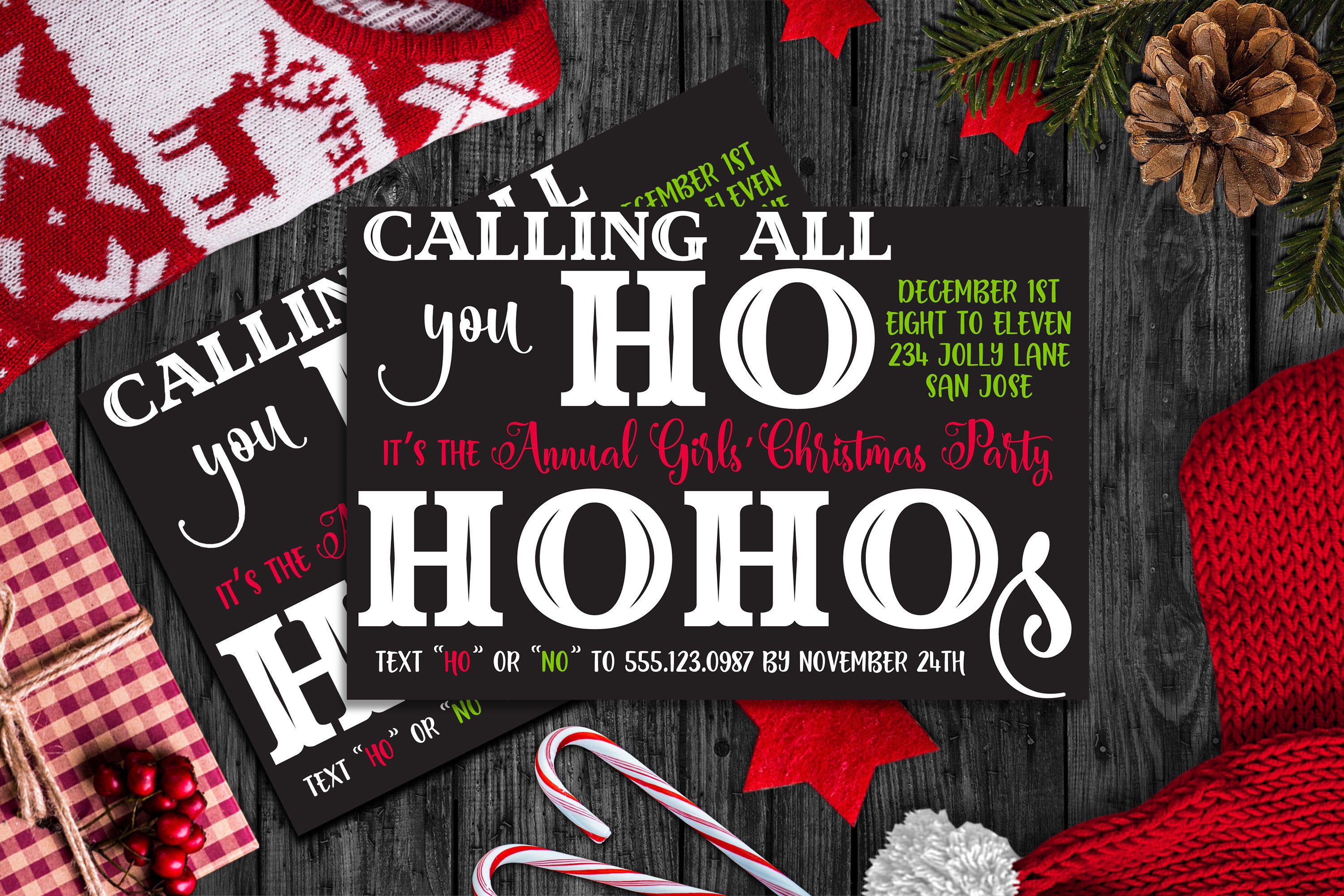 Editable Calling All You Ho Ho Hos Christmas Printable Invitation ...