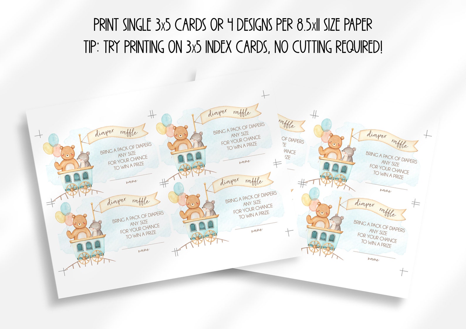 Editable Train Baby Shower Diaper Raffle Tickets Printable Card for ...