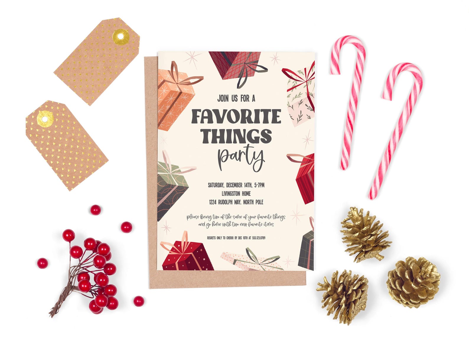 Editable Favorite Things Party Invite | Favorite Things Gift Exchange ...