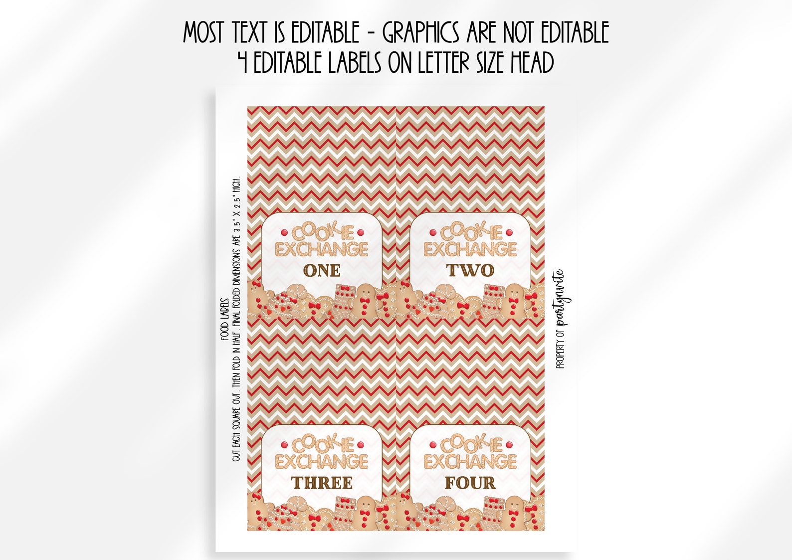 Editable Gingerbread Food Labels for Holiday Cookie Exchange ...