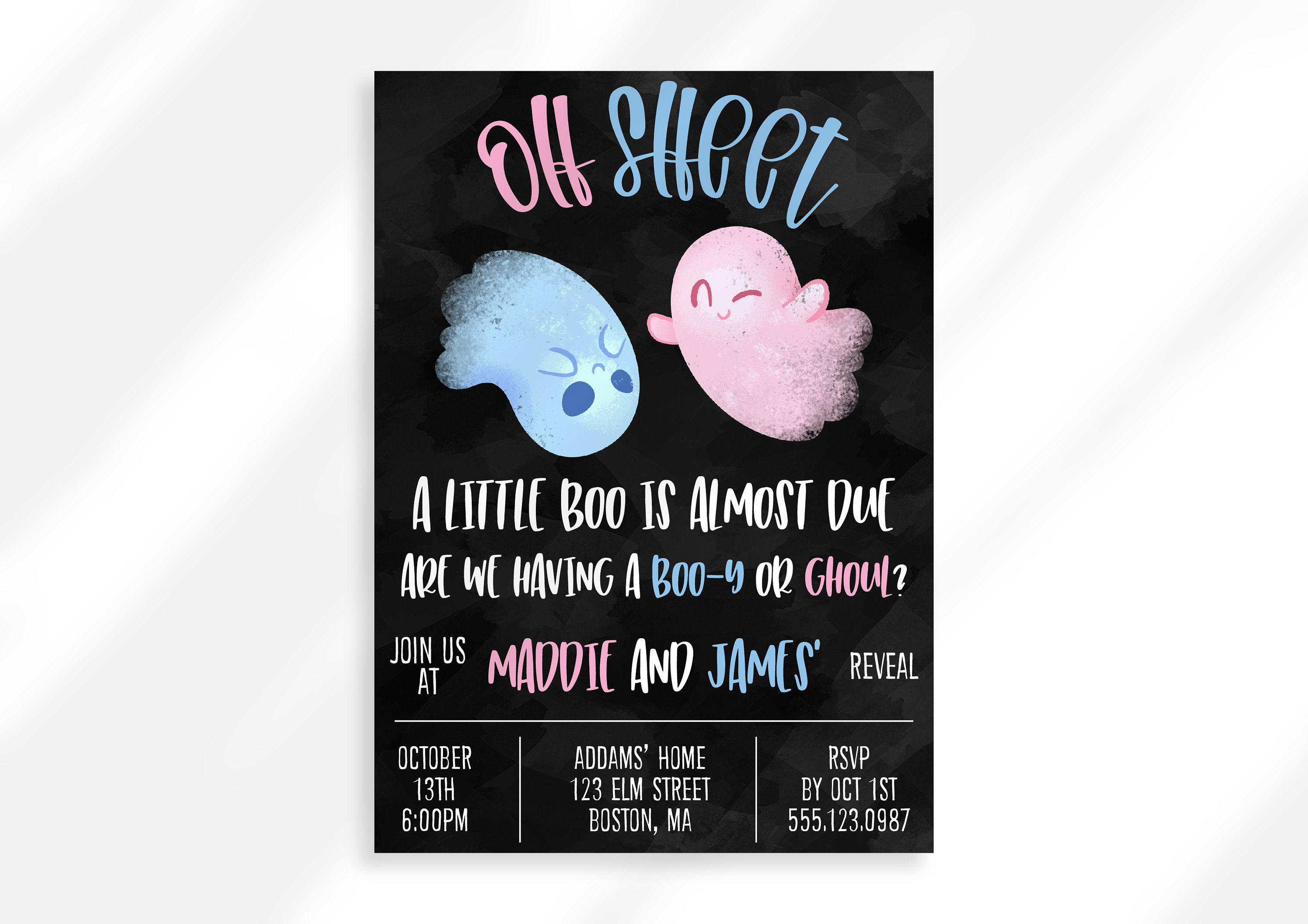 Editable Boo-y or Ghoul Gender Reveal Invitation | Oh Sheet Halloween ...