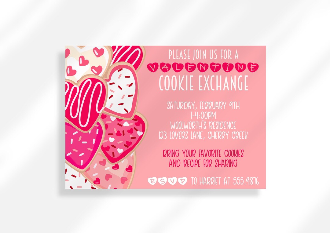 Editable Valentine Cookie Exchange Invitation Digital Download ...