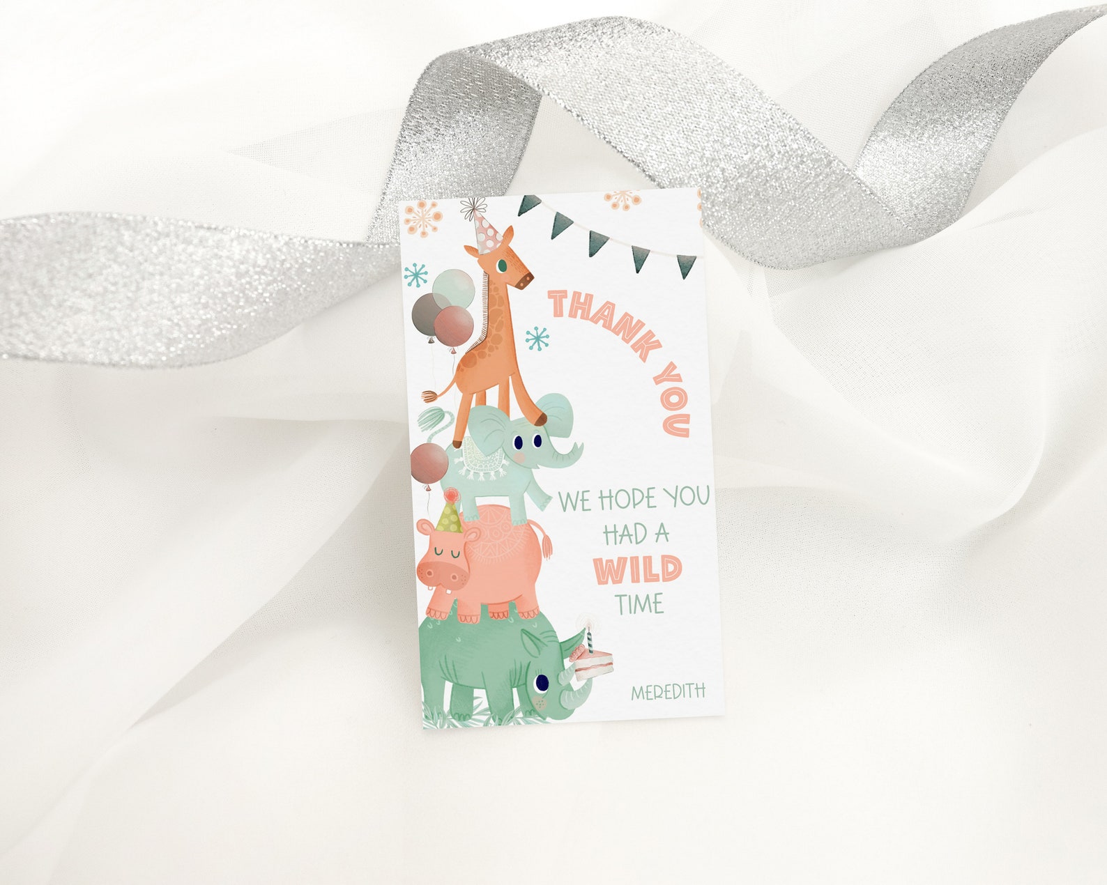 Editable Animal Birthday Thank You Tag Party Animals Favor Tags Wild ...